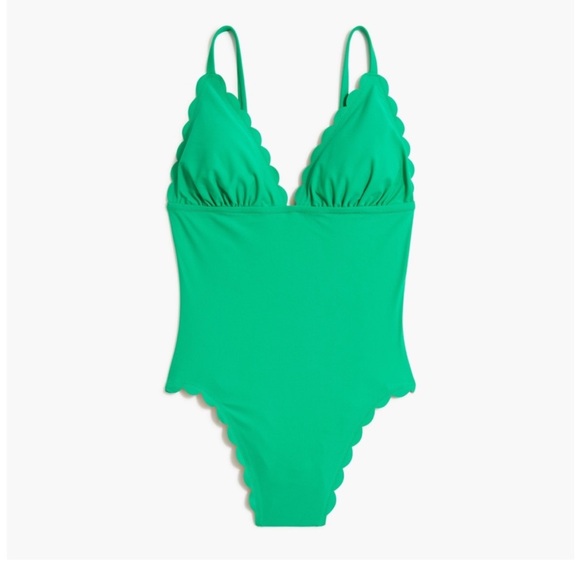 J. Crew | Swim | J Crew Womens Scalloped Edge One Piece Swimsuit Green ...